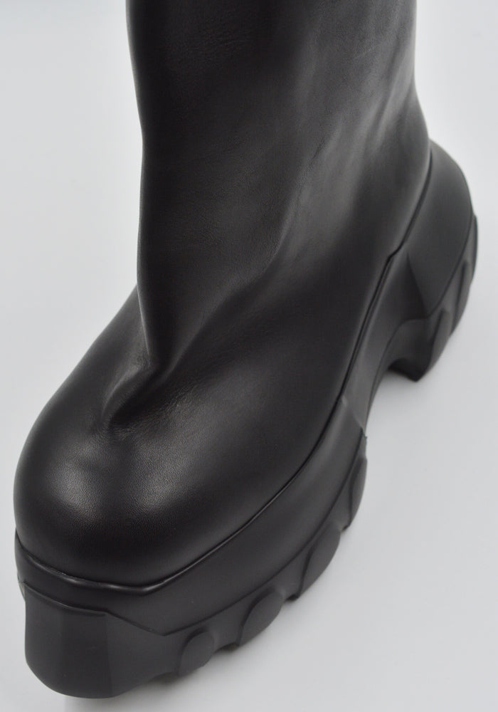 RICK OWENS LEATHER FLARED MEGA TRACTOR BOOTS SS25 RICK OWENS LEATHER FLARED MEGA TRACTOR BOOTS SS25